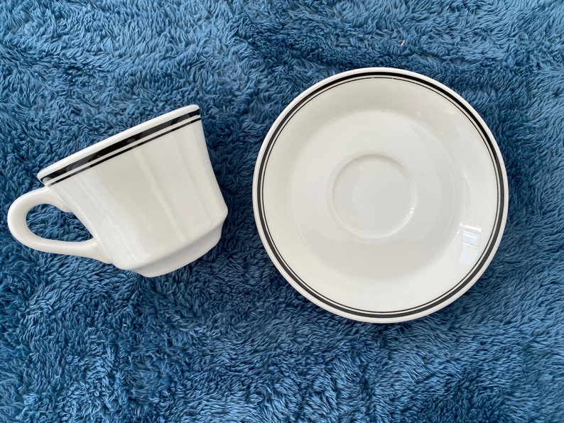 Vintage Shenango China Anchor Hocking Cup & Saucer Black Bands ...