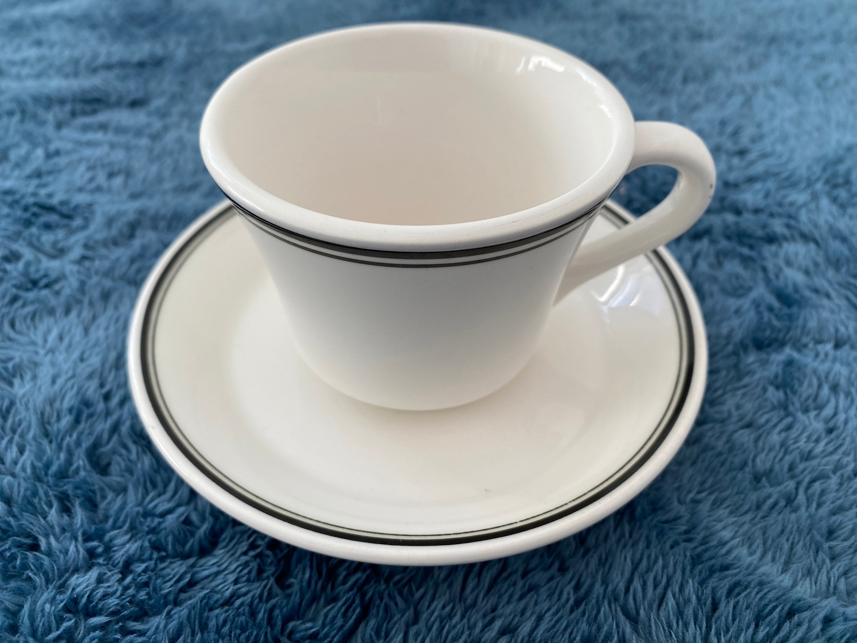 Vintage Shenango China Anchor Hocking Cup & Saucer Black Bands ...