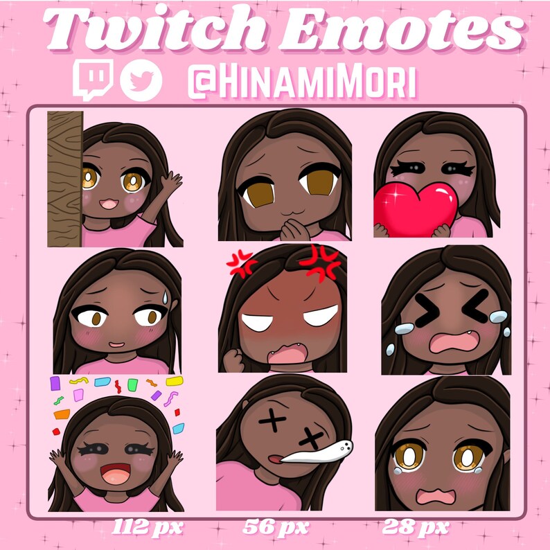 9 Chibi Cute Emotes for Twitch / Emote / Brown Hair / Discord - Etsy ...