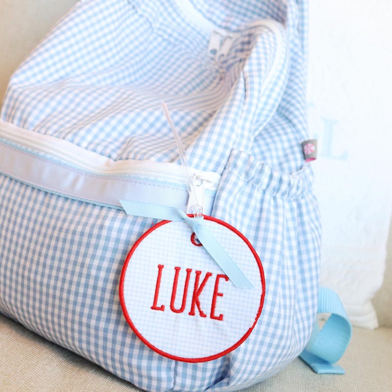 Blue Gingham Bag Tag With Red Stitching - Etsy