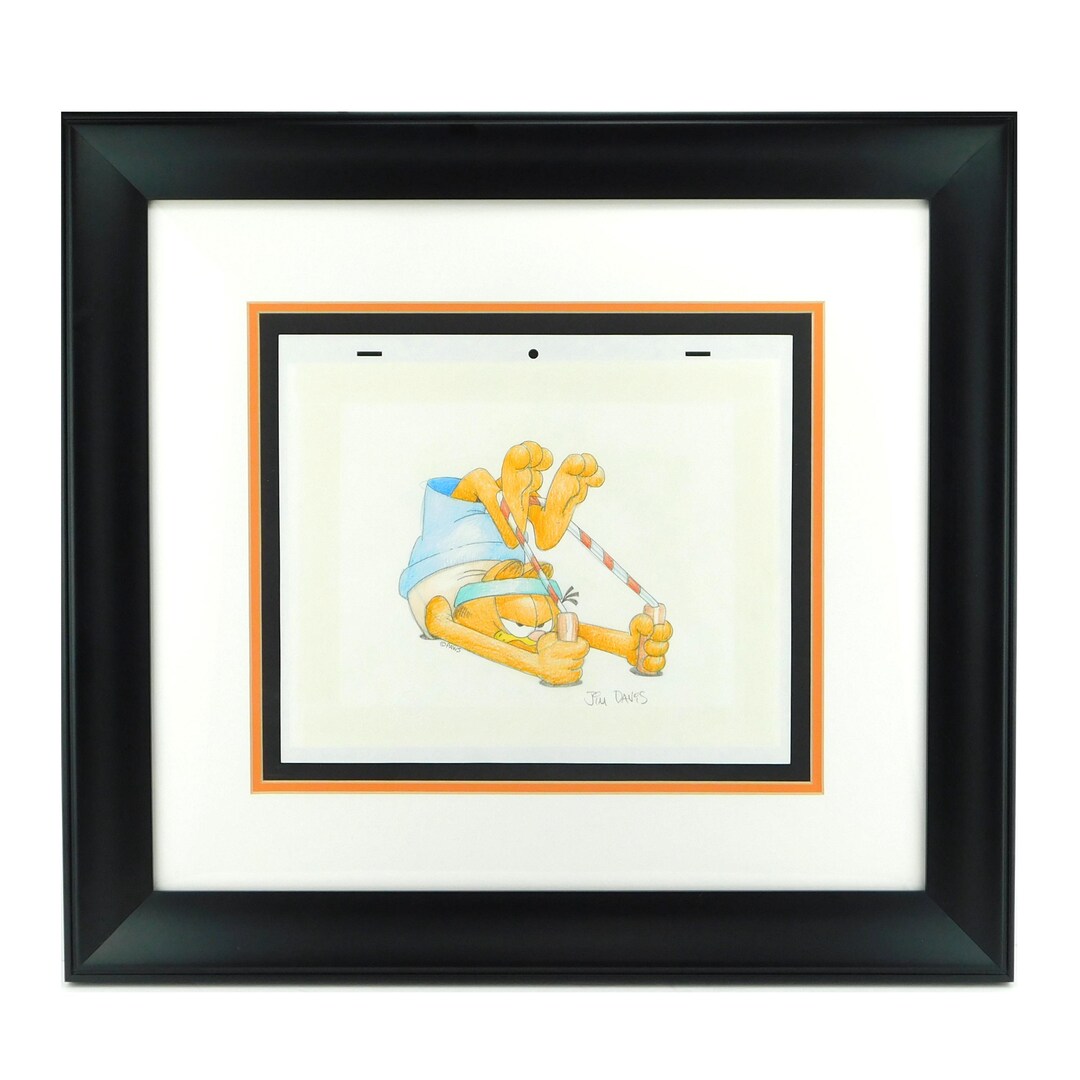 Rare ORIGINAL Pencil Art Exercise WORKOUT GARFIELD by Jim Davis Drawing ...