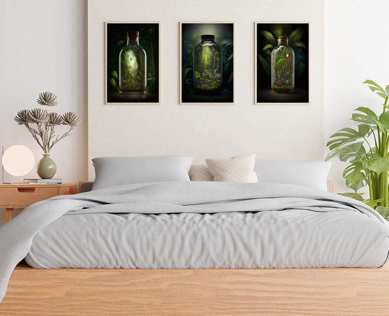 Tropical Rainforest in a Glass Bottle, Surreal Jungle in a Bottle - Set ...