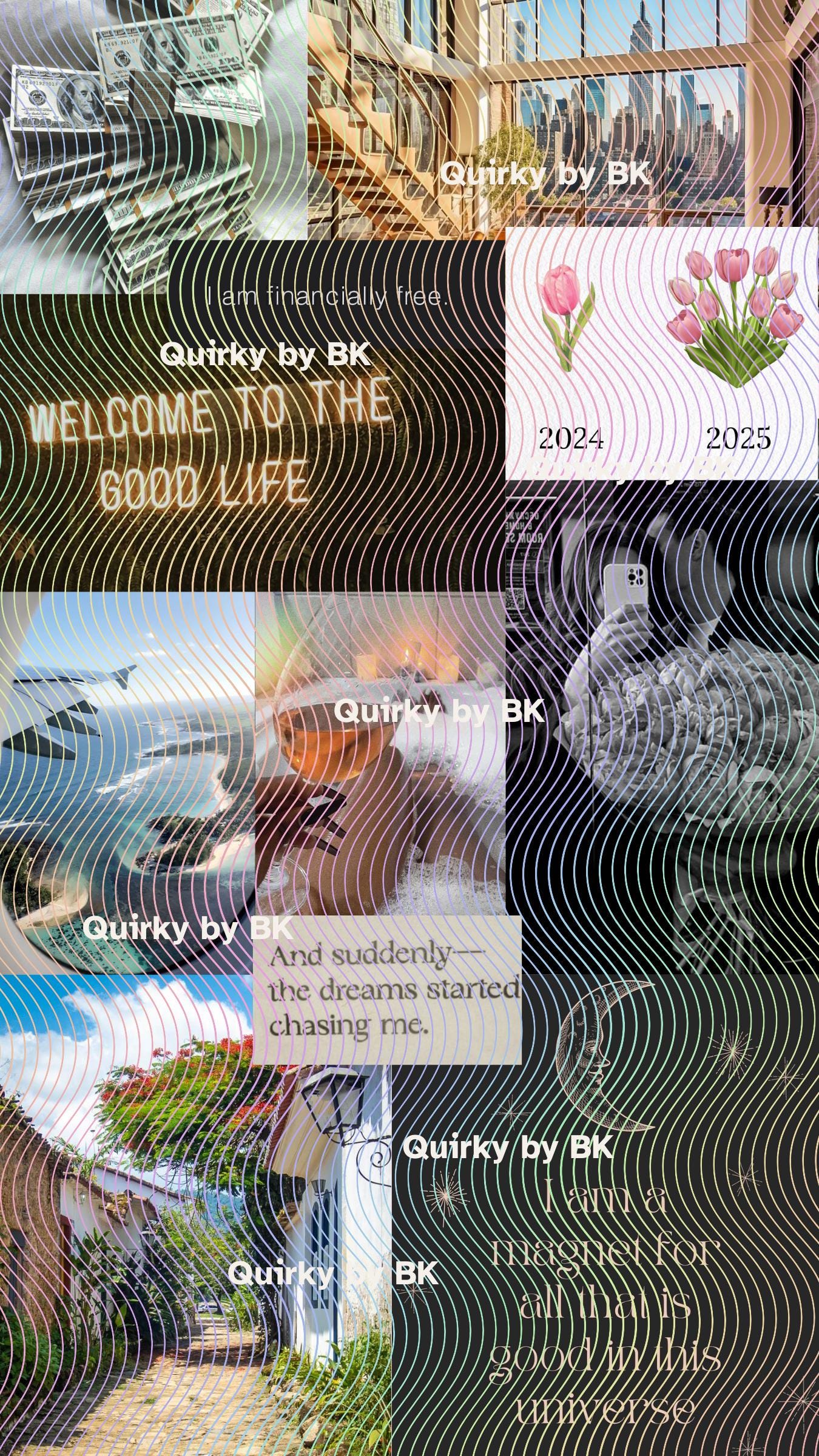 2025 Vision Board Wallpaper | Manifest Travel & Wealth Goals | Digital ...
