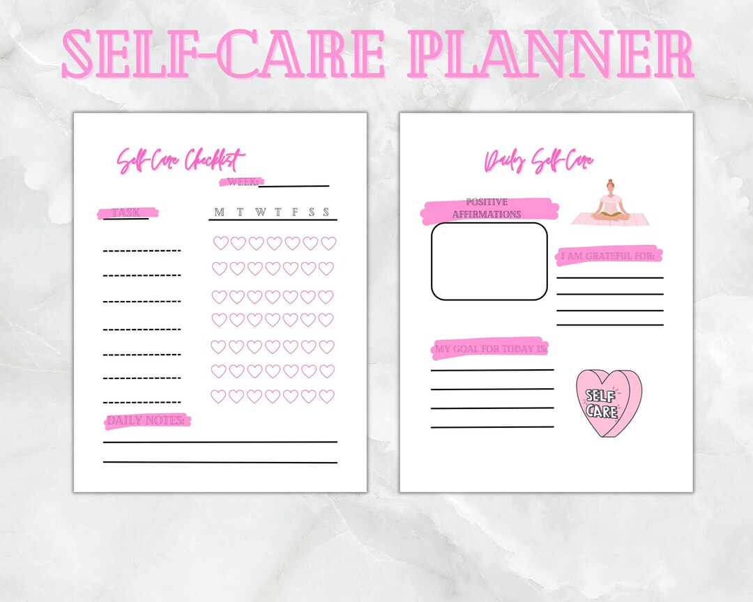 Self-care Planner Checklist for Mental Health, Daily Self Love Undated ...