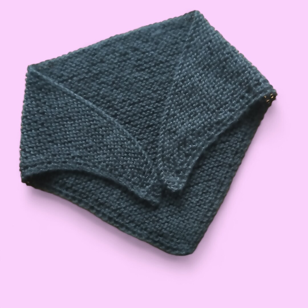 Handknit Pure Wool Black Kerchief Headscarf Bandana - Etsy