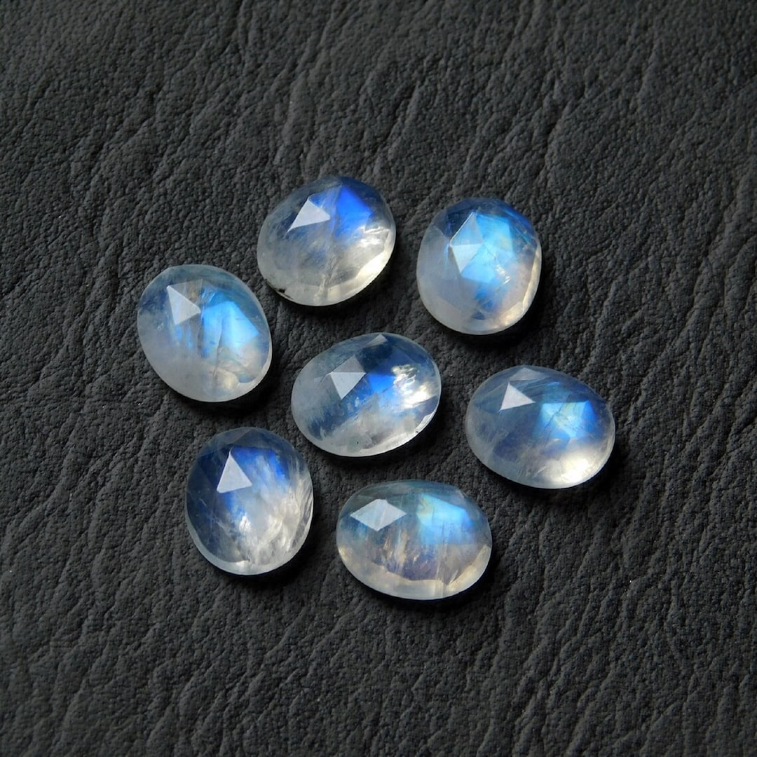Rainbow Moonstone Gemstone, Oval Shape, Faceted Rose Cut, Size 11x9 MM ...