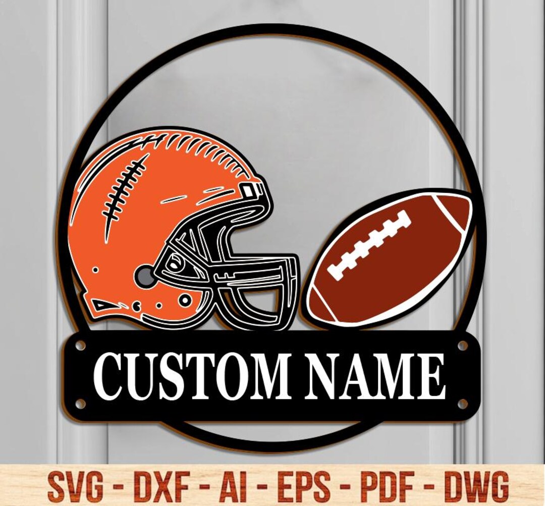 Custom American Football Door Sign, Custom Name Door Hanger, Football ...