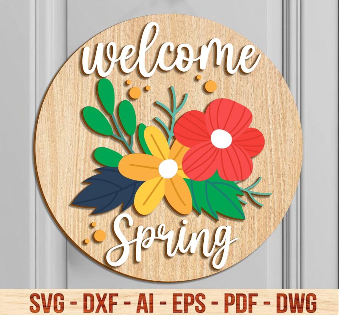 Welcome Spring Door Sign, Welcome Door Hanger, Welcome Door Sign ...