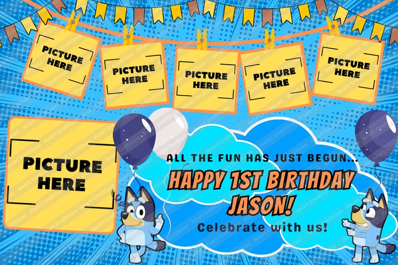 Bluey Birthday Theme Backdrop Baby Birthday Tarpaulin Design Digital ...