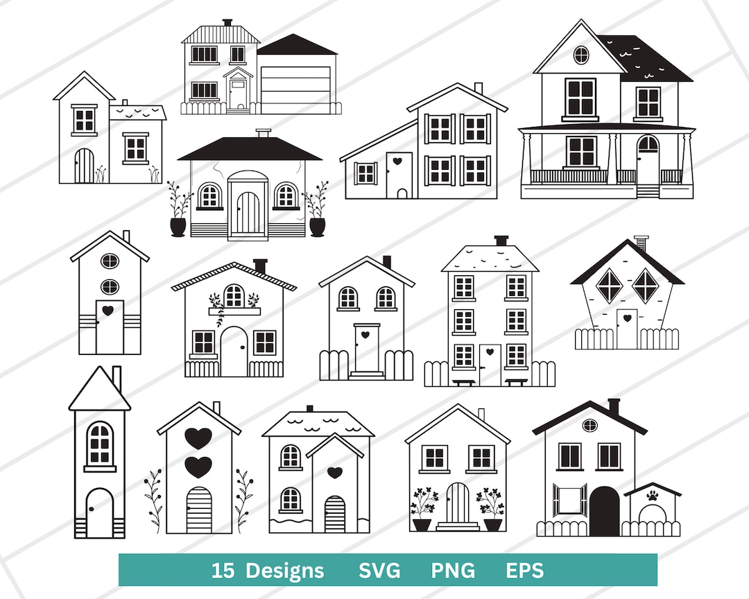 Houses Svg, House Png, Houses Bundle Svg, Small House Svg, Roof House ...