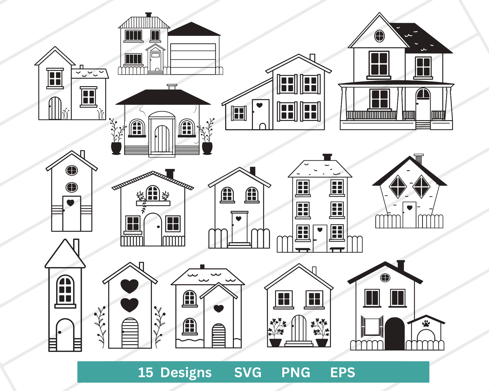 Houses Svg, House Png, Houses Bundle Svg, Small House Svg, Roof House ...