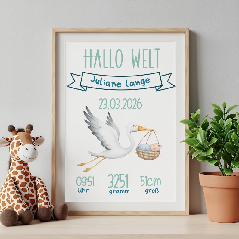 Baby Announcement PDF, Baby Birth Date PNG, Personalized Birth Chart ...