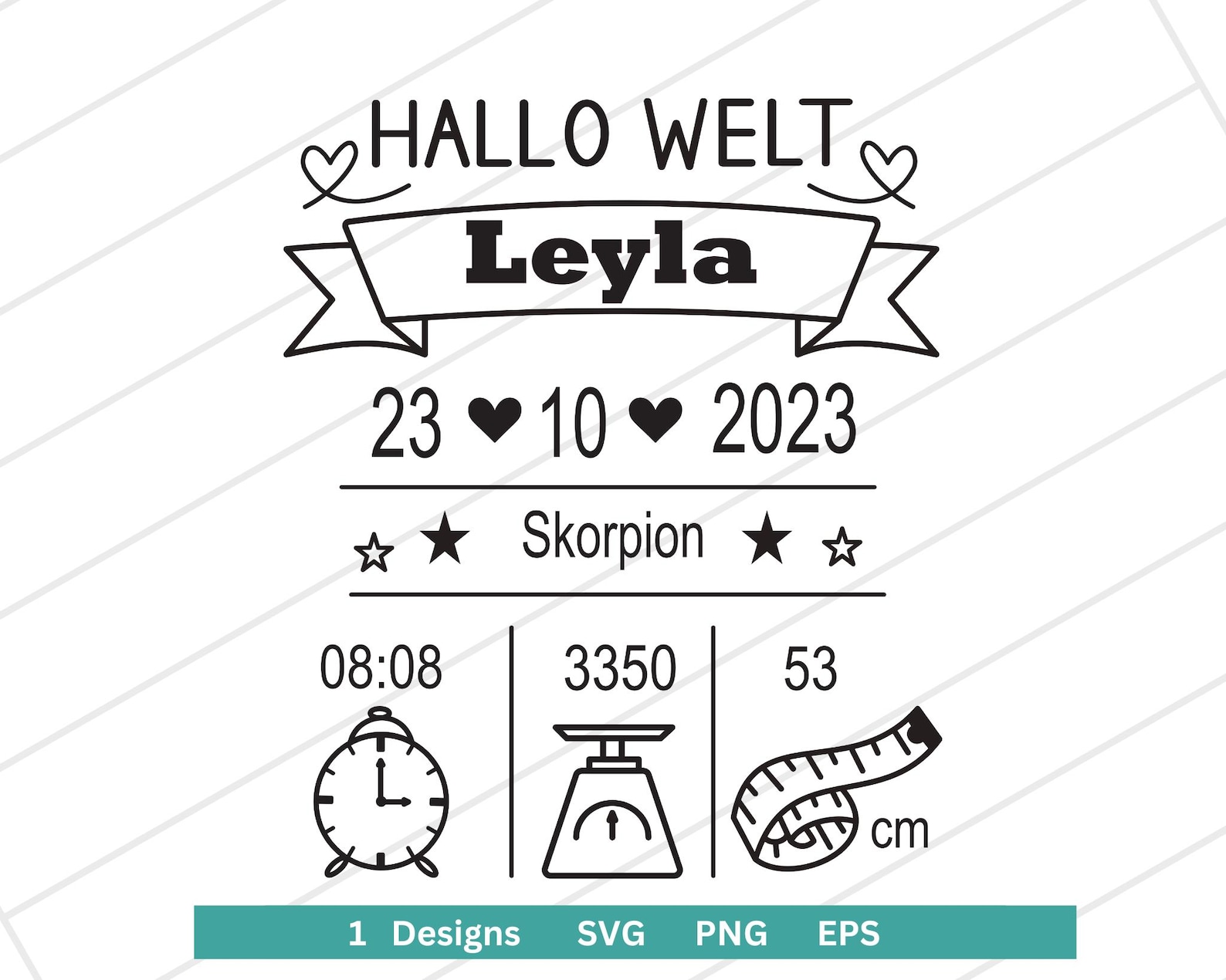 Baby Announcement SVG, Baby Birth Date SVG, Digital Download - Etsy