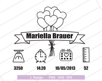 Baby Announcement Svg, Baby Birth Date Svg, Digital Download - Etsy