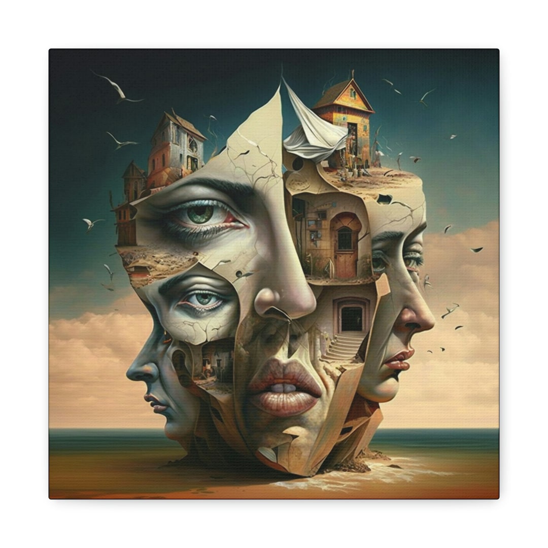 Surrealistic Faces Painting Print, Surrealism Art ,abstract Painting ...