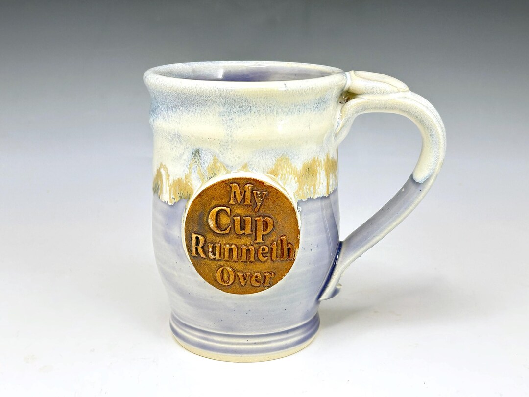 Psalm 23 Mug With "my Cup Runneth Over" Medallion. Handmade Stoneware ...