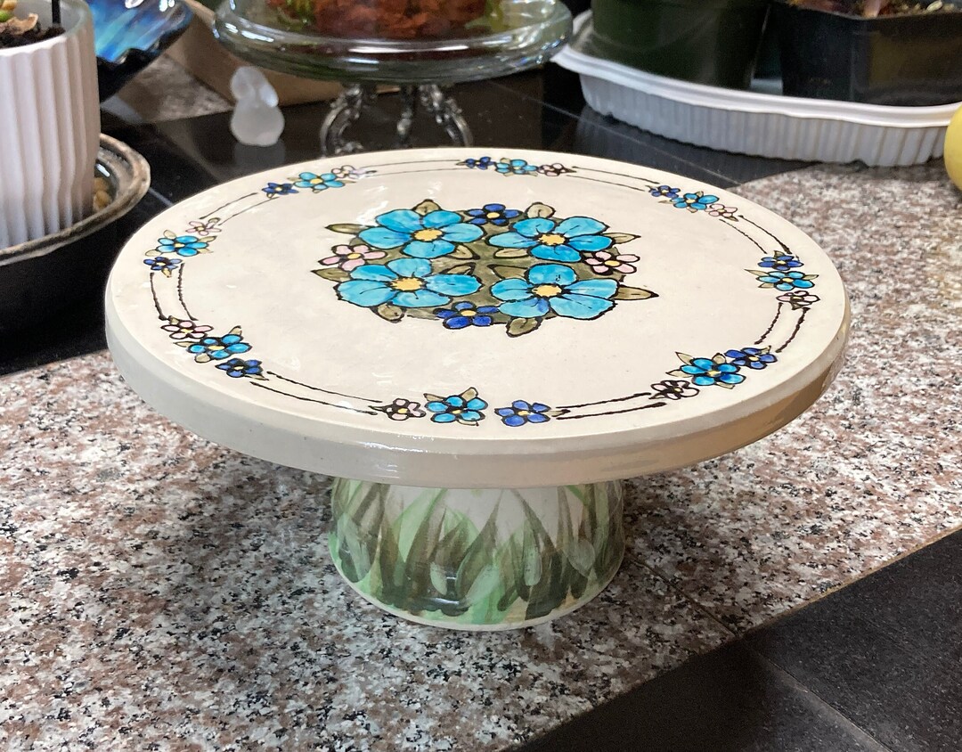 Elevated Cake Stand With Hand-painted Flower Design - Etsy