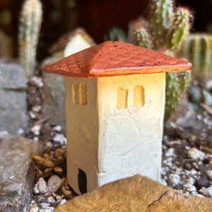 Whimsical Ceramic Tiny House With a Spanish Style Terra-cotta Tile Roof ...