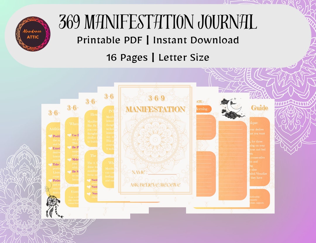 369 Manifestation Printable Journal 369 Method Manifesting - Etsy