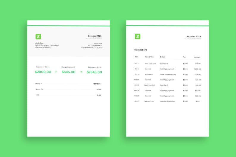 Authentic Cash App Statement Template: Create Professional Pay Stubs ...