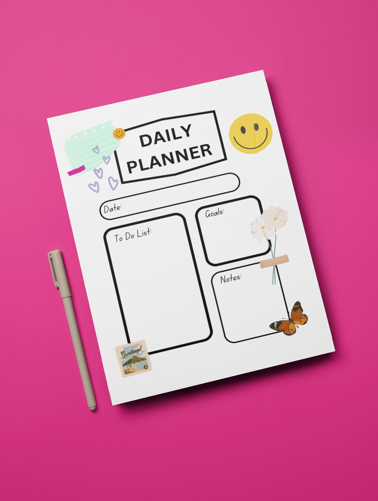 Daily Printable Planner for Schedule, Scrapbook Daily Planner for ...