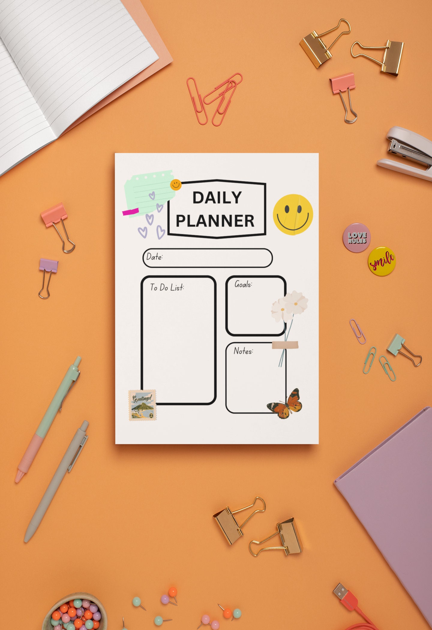 Daily Printable Planner for Schedule, Scrapbook Daily Planner for ...