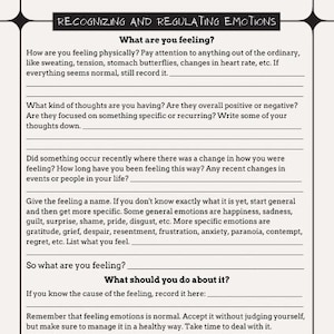 Recognizing and Regulating Emotions Therapy Worksheet - Etsy