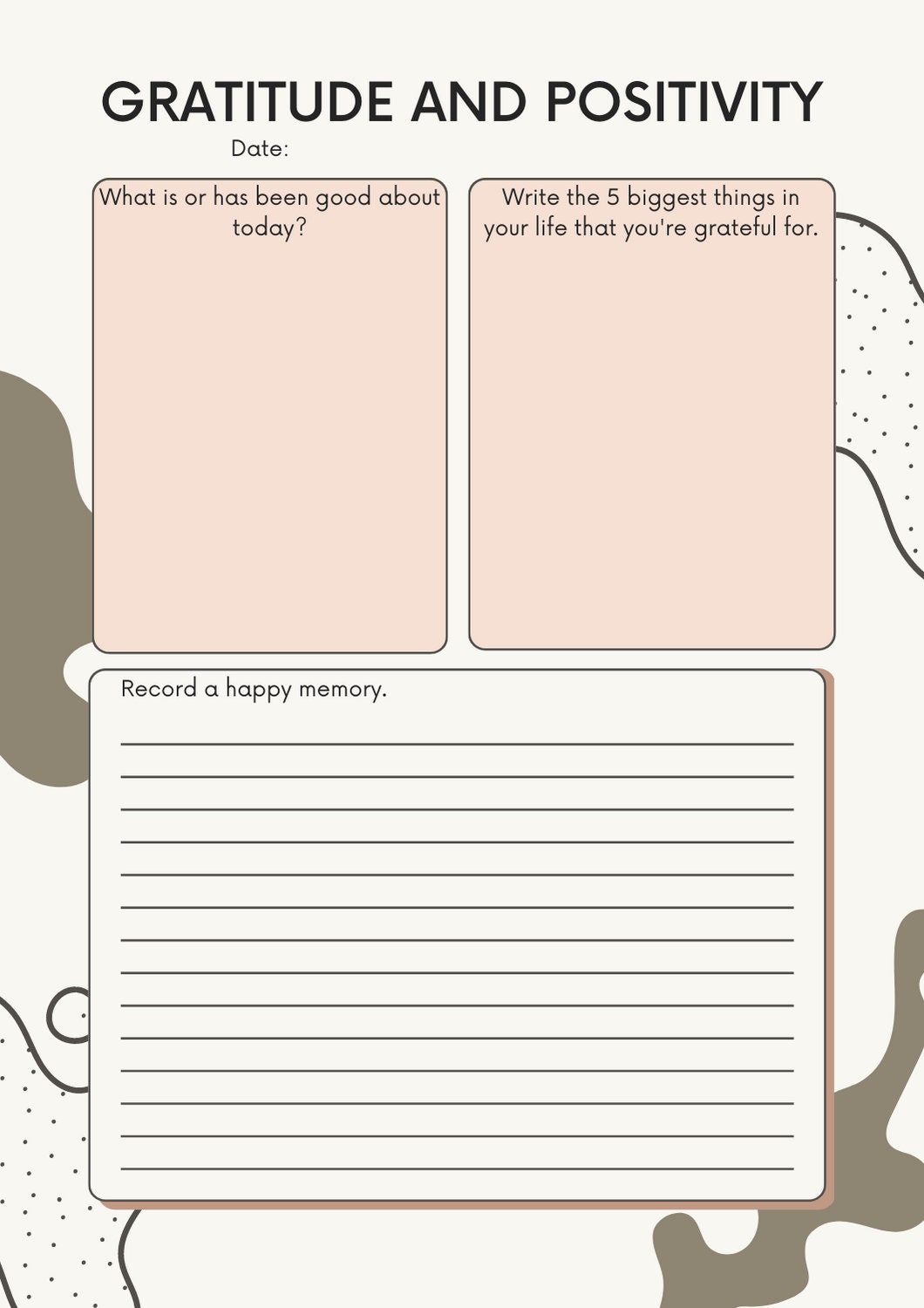 Gratitude and Positivity Mental Health Digital Worksheet - Etsy