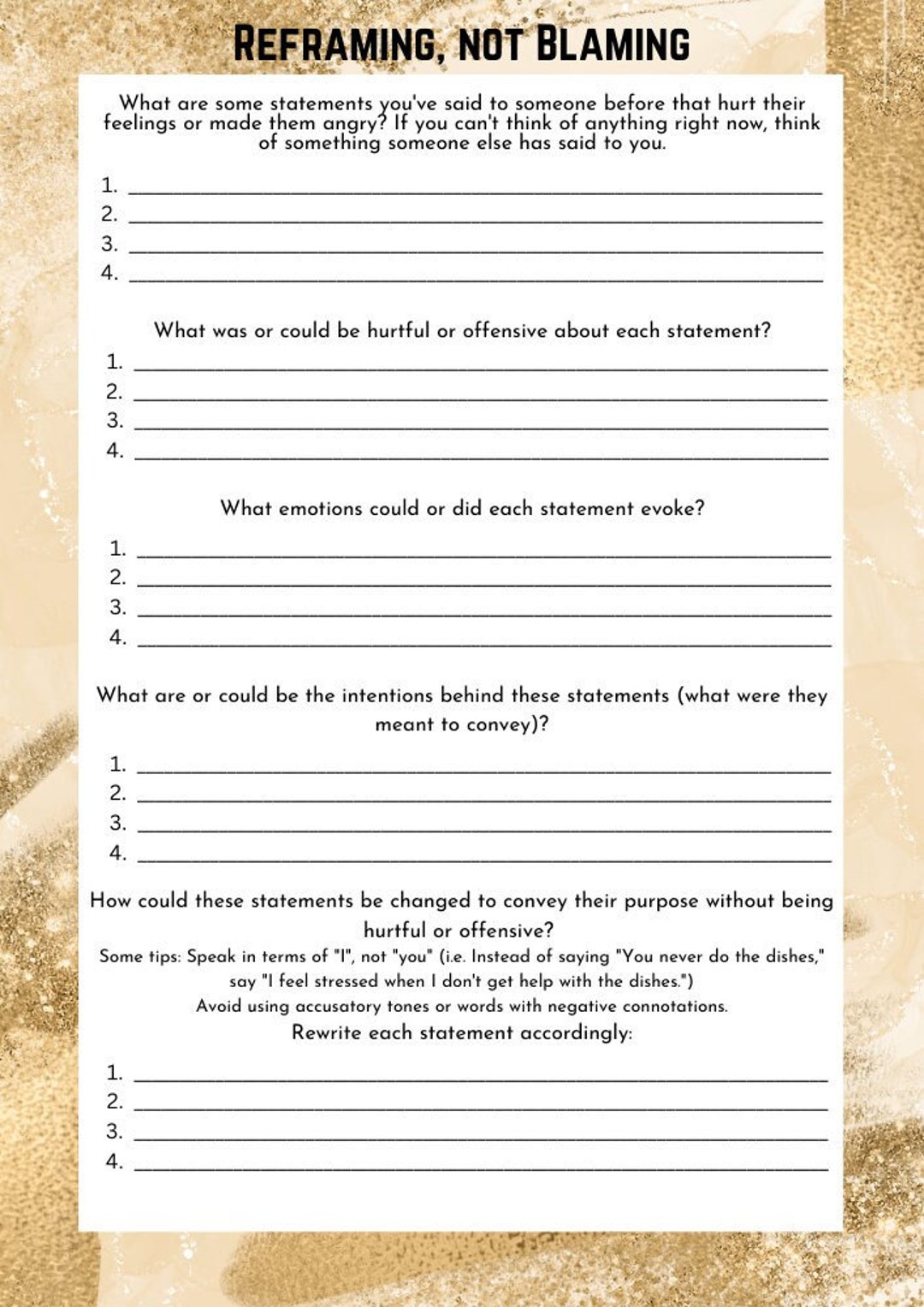 Reframing Mental Health Worksheet - Etsy