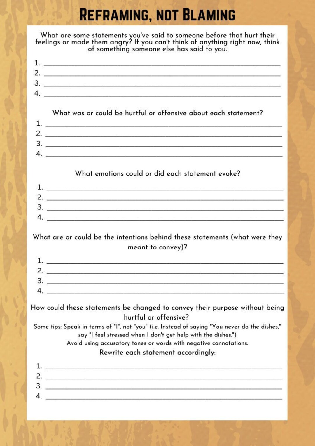 Reframing Mental Health Worksheet, Therapy Questions - Etsy