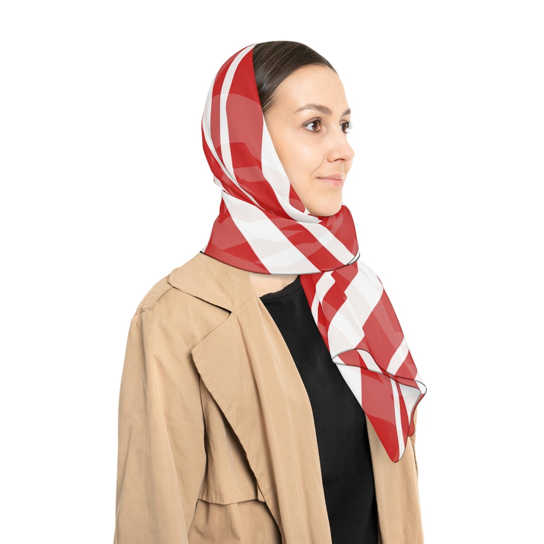 Poly Scarf Red Striped Peppermint Wrap - Etsy