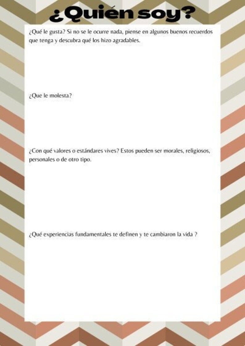 Who Am I? Identity Spanish Mental Health Therapy Worksheet - Etsy