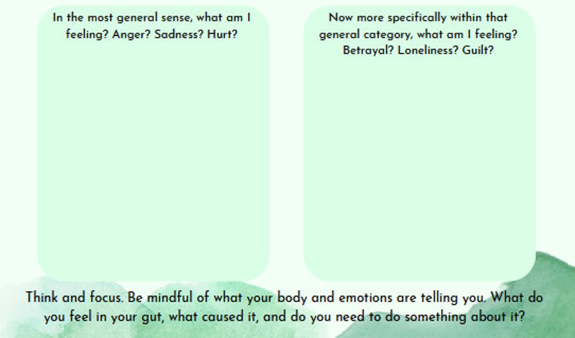 Mindfulness Emotional Therapy Worksheet - Etsy