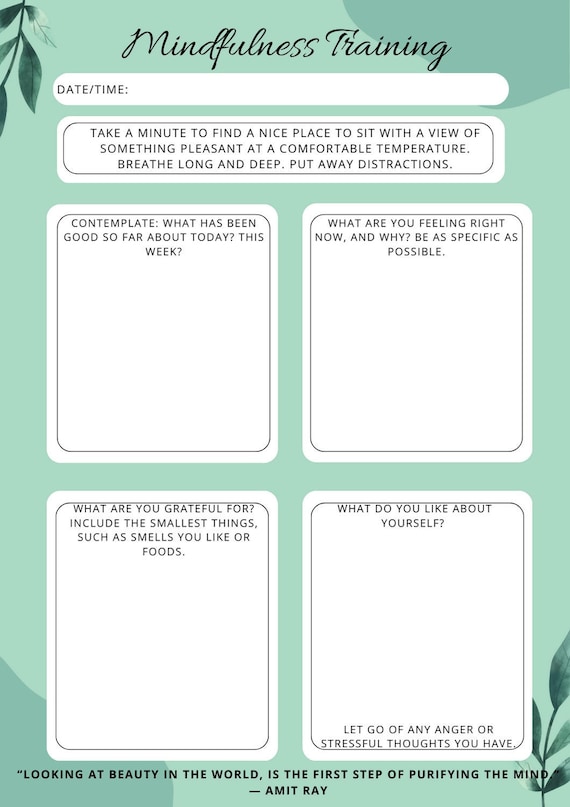 Worksheets For Meditation Mindfulness For Seniors: Meditation And