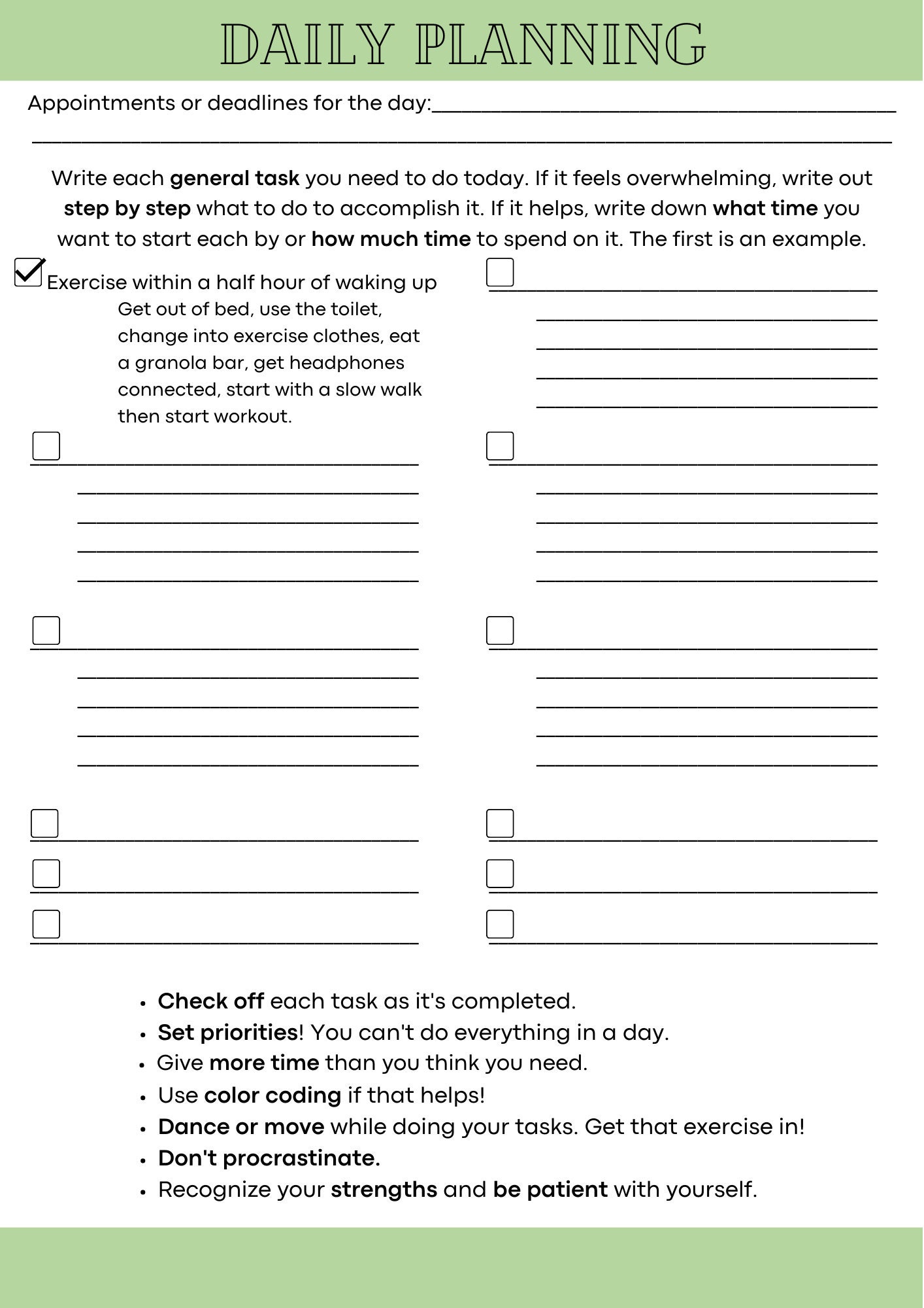 ADHD and ADD Daily Planner Worksheet Mental Health - Etsy