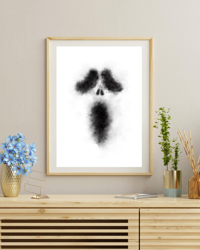 Scream Mask Painting Printable Art Halloween Decoration, Minimalistic ...