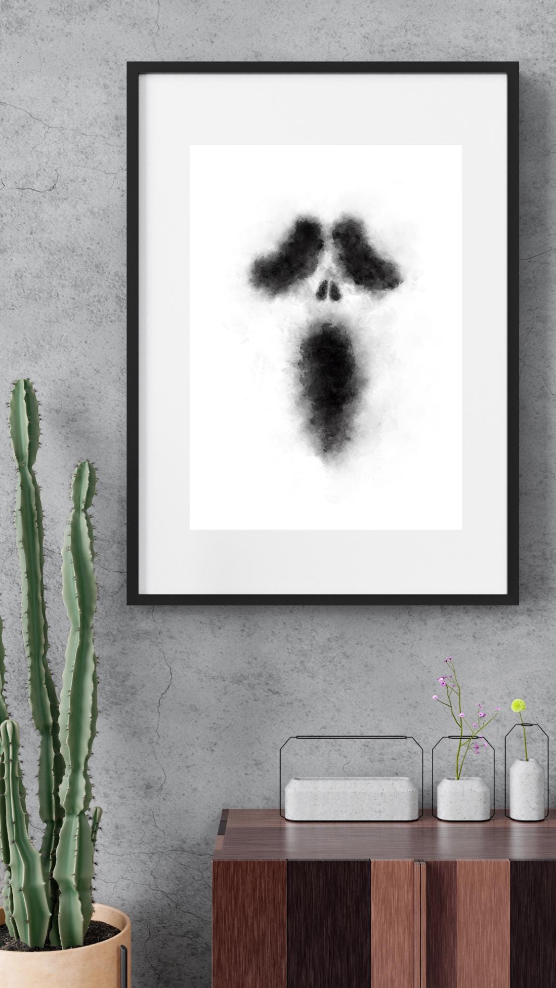 Scream Mask Painting Printable Art Halloween Decoration, Minimalistic ...