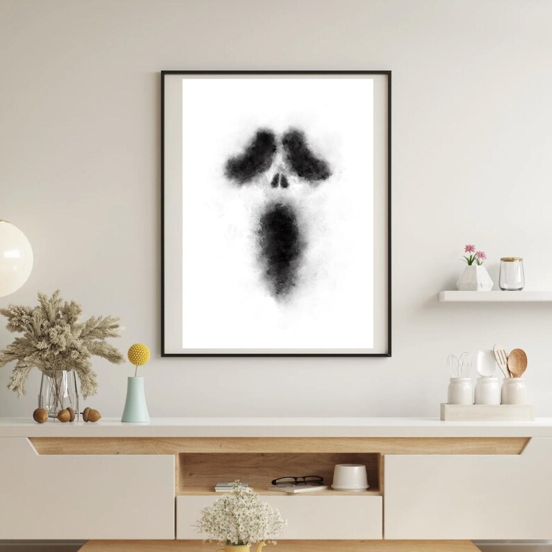 Scream Mask Painting Printable Art Halloween Decoration, Minimalistic ...