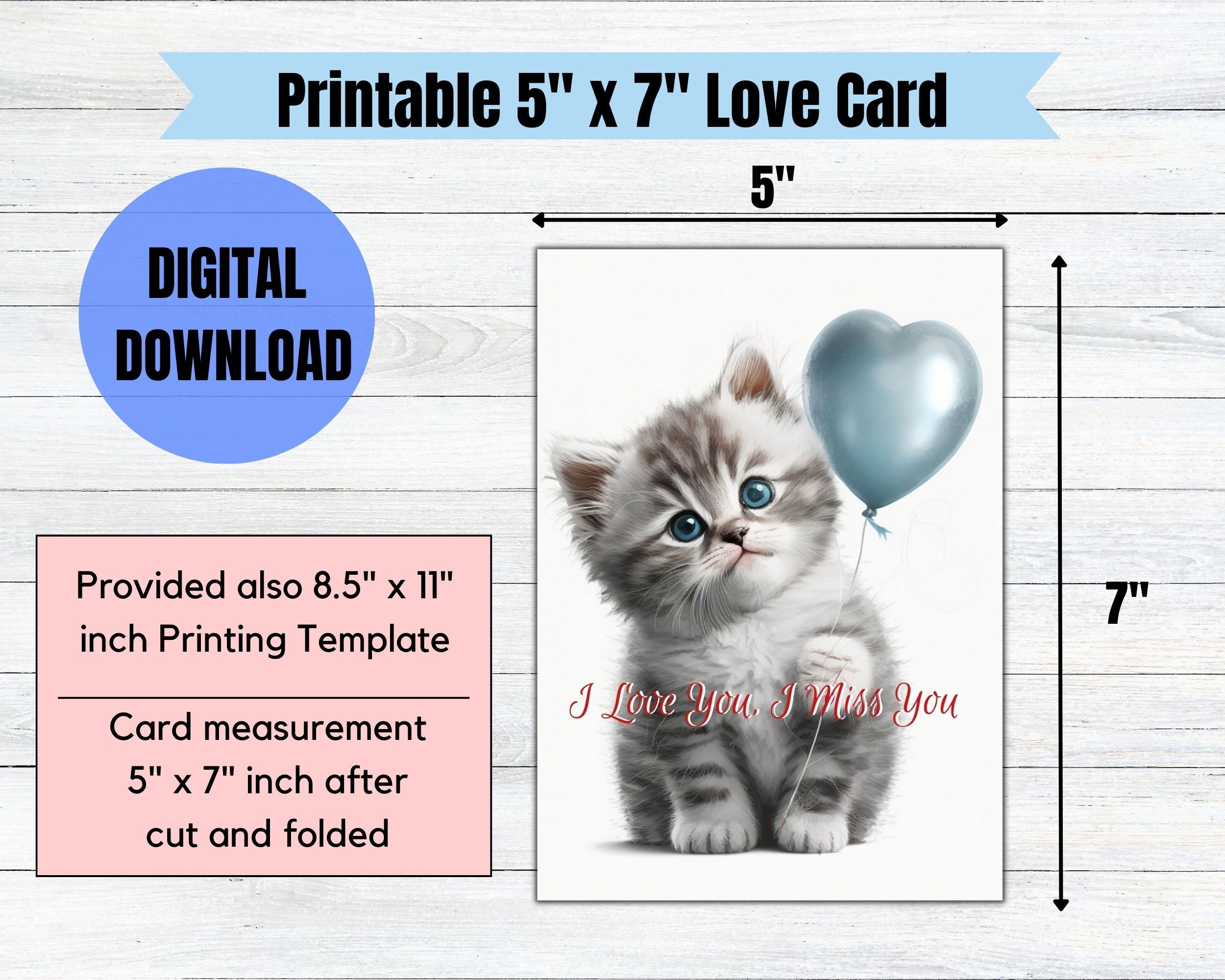 Printable Valentine's Day/ Printable Card/ I Love You Card/ Digital ...