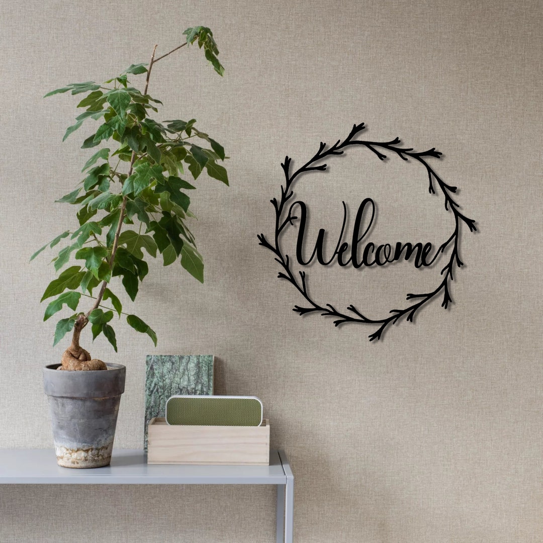 Welcome, Metal Wall Art Minimalist, Wall Decor Abstract Metal, Wall Art ...