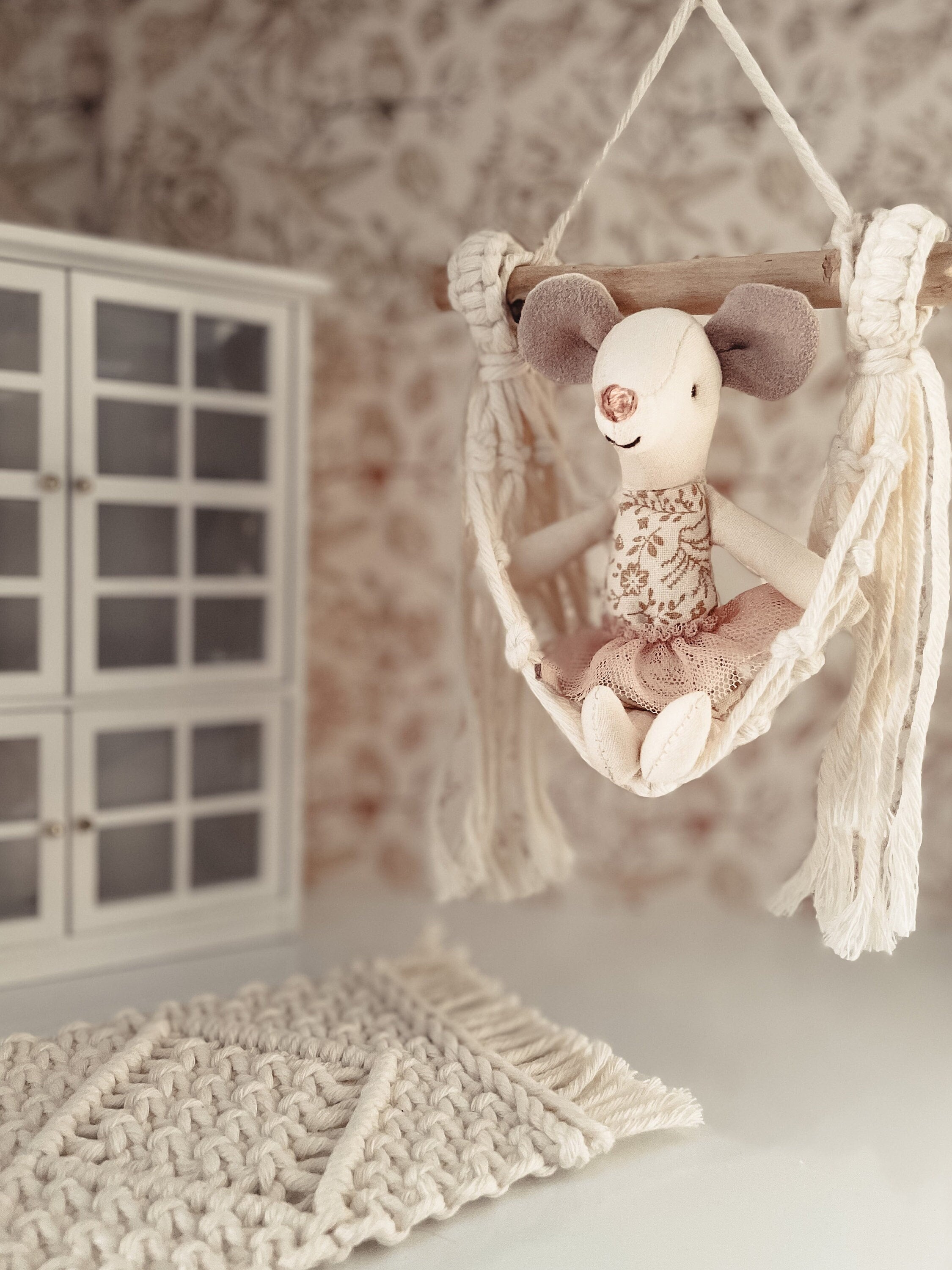 Macrame Swing for Maileg Mouse Mini Hammock for Dollhouse - Etsy