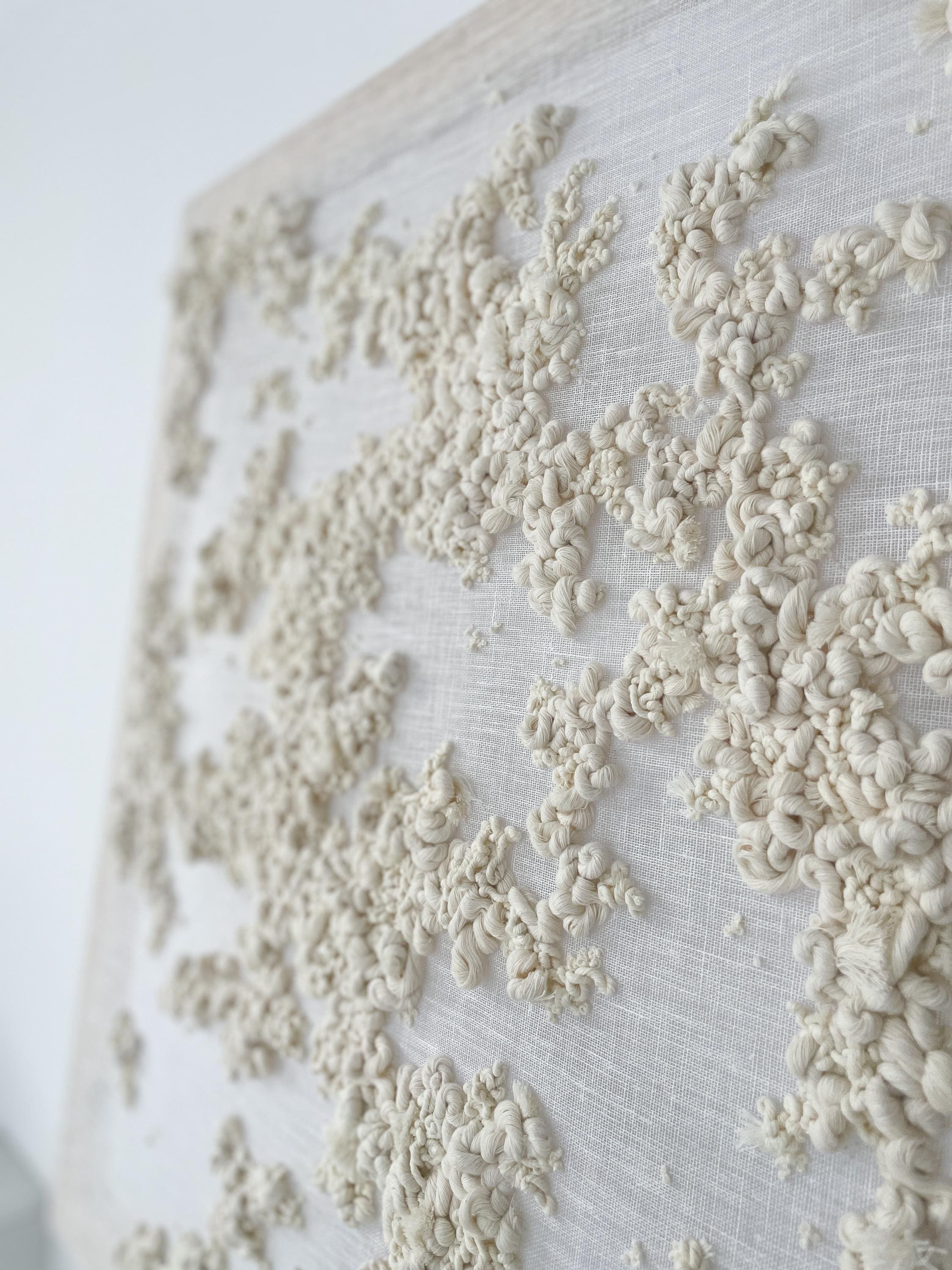 Unique Textile Wall Art on Linen – Japandi Cloud-inspired Fiber Art ...