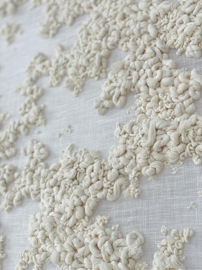 Unique Textile Wall Art on Linen – Japandi Cloud-inspired Fiber Art ...
