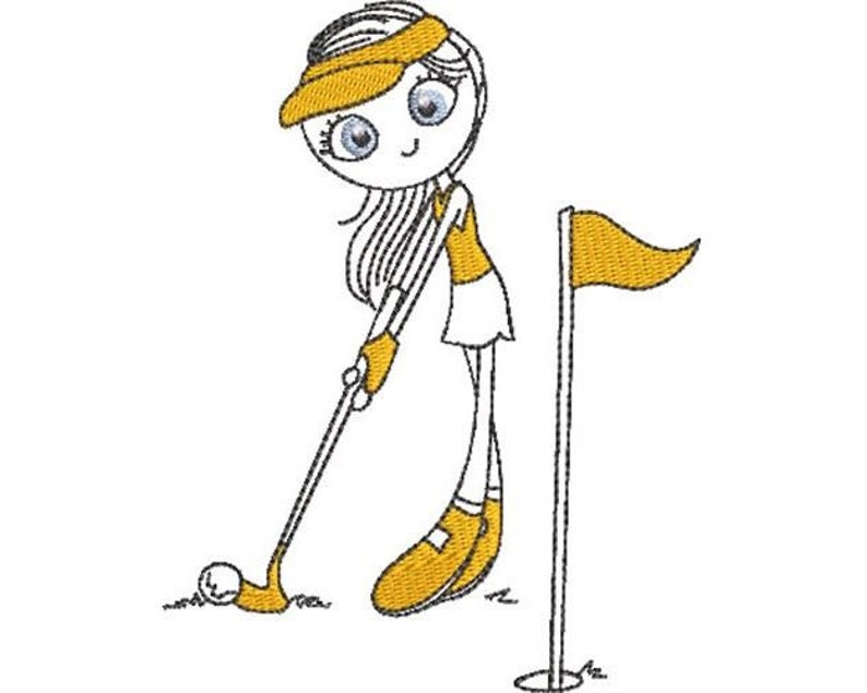 Lady Golfer Machine Embroidery Design Golf Player Girl - Etsy