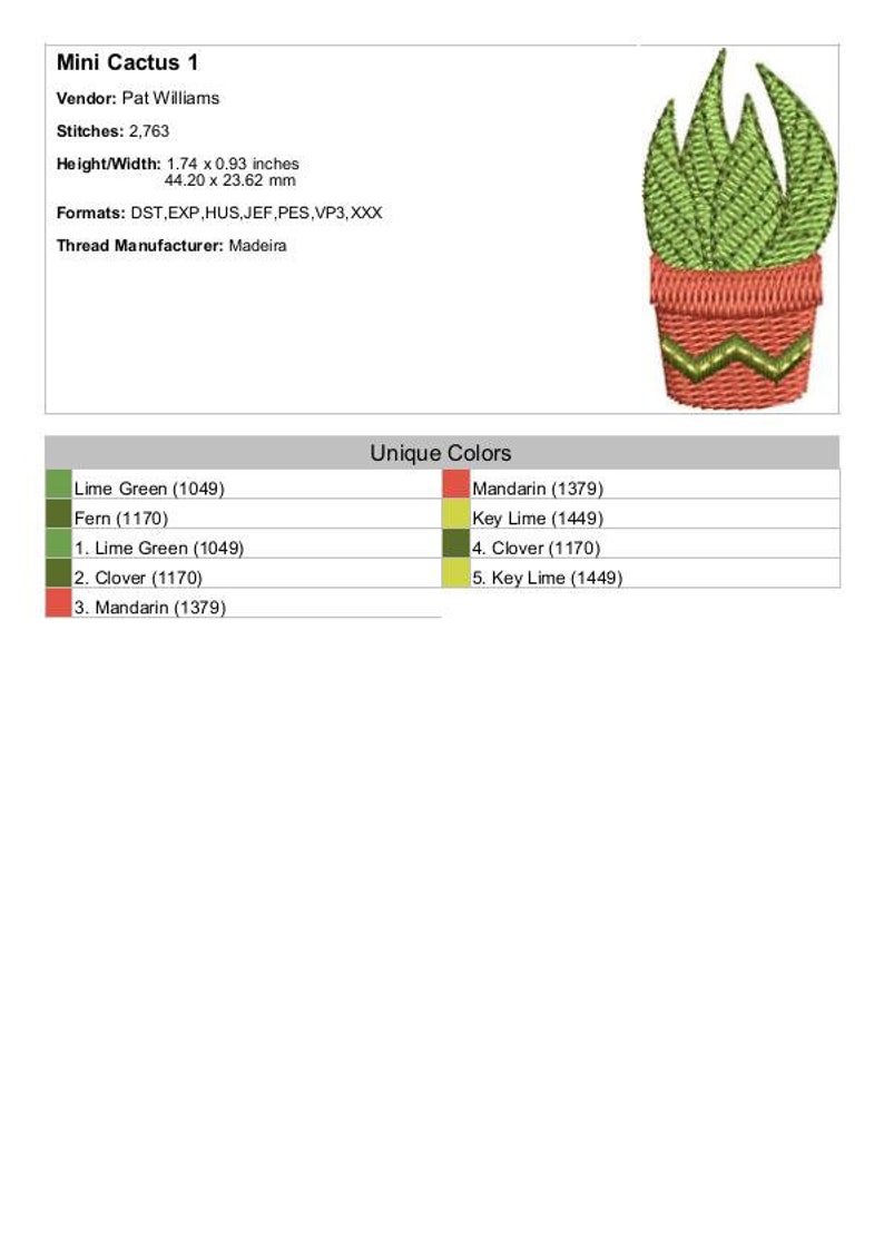 Mini Cactus - Machine Embroidery Design, Leafy Cactus Embroidery ...