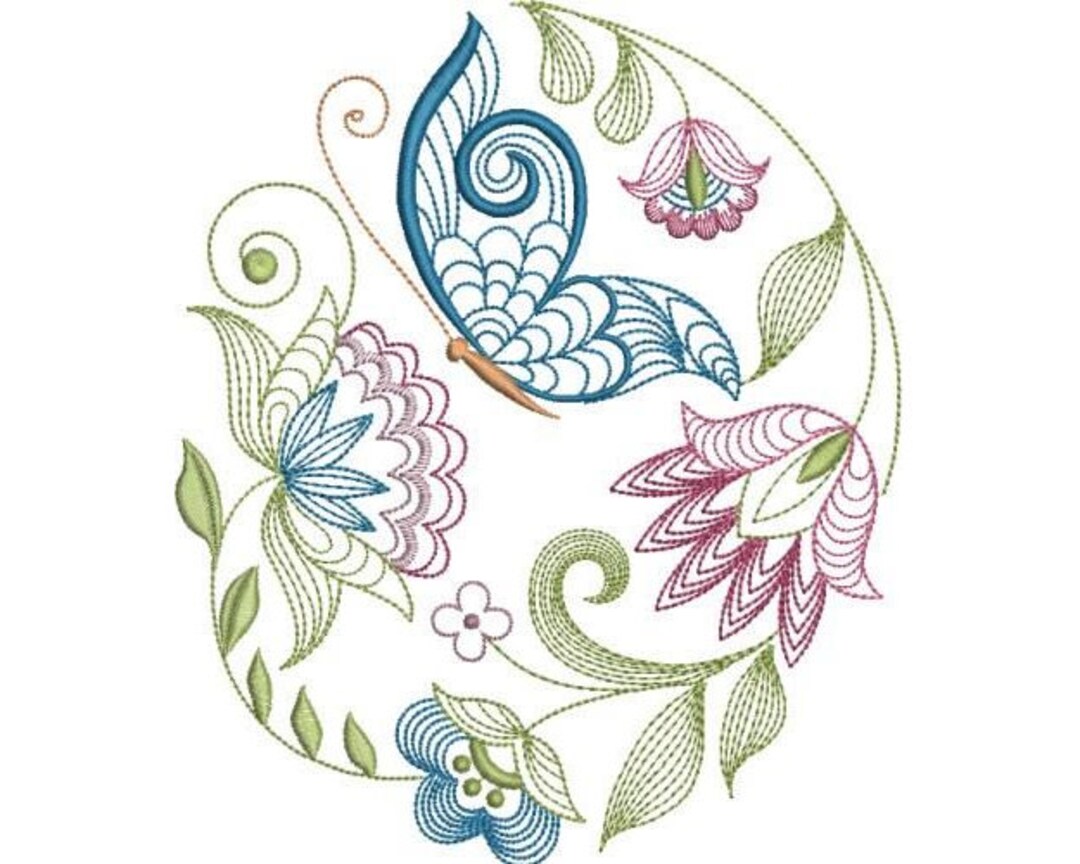 Large Hoop Jacobean Dream - Machine Embroidery Design, Jacobean ...