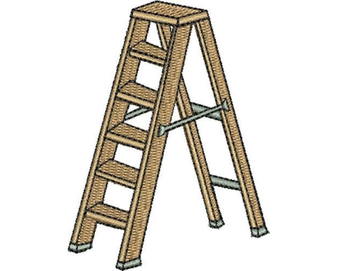 Ladder - Machine Embroidery Design, Wooden Step Ladder Embroidery ...