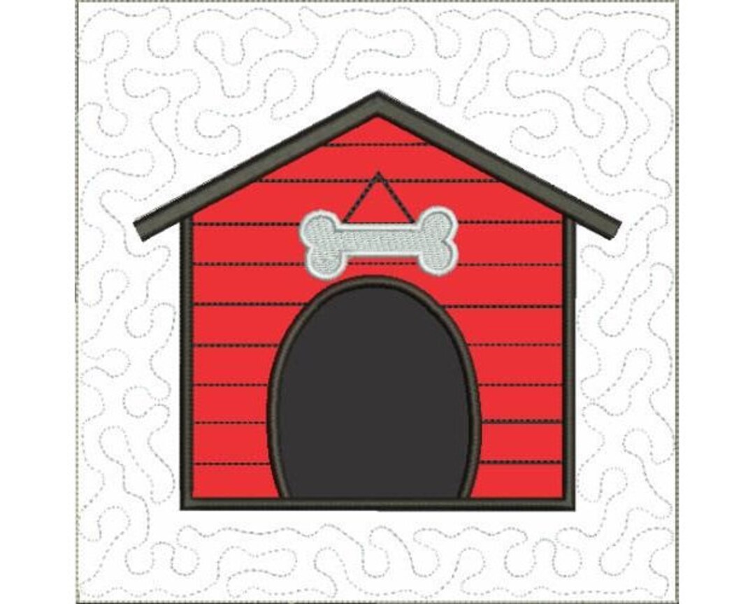 ITH Dog House Quilt Block Applique - Machine Embroidery Design, in the ...