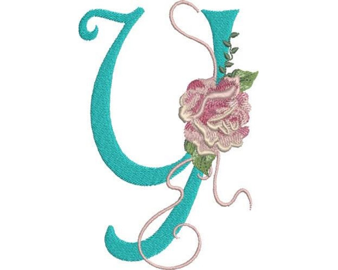 Harrington Rose Y Machine Embroidery Design, Decorated Rose Alphabet ...