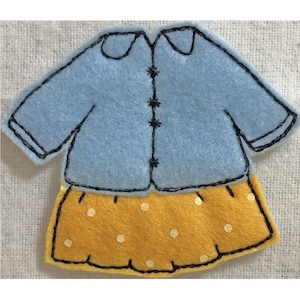 ITH Dress for Small Felt Paperdolls - Machine Embroidery Design, in the ...